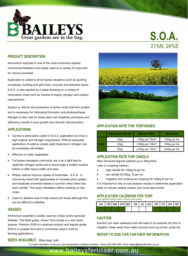 SULPHATE OF AMMONIA (SOA) 20KG – WA Farm Shop