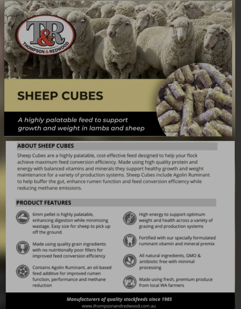 T&R SHEEP CUBES 30KG – WA Farm Shop