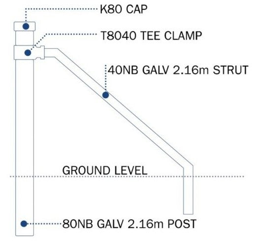 80MM NB MED GALV CAPPED POST @ 2600MM – WA Farm Shop
